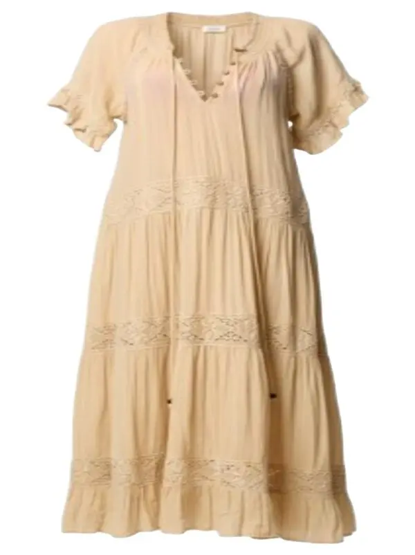 Saachi Cotton Long Kaftan Dress - Brown