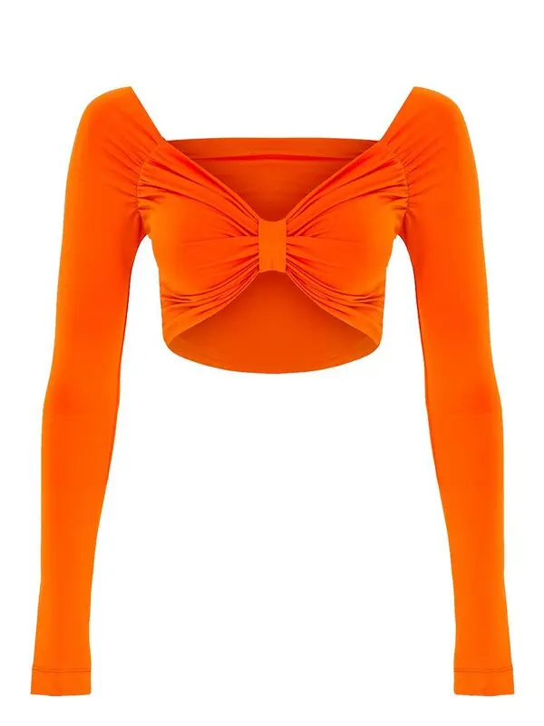 HERFETCH Off-the-shoulder Jersey Crop Top - Orange