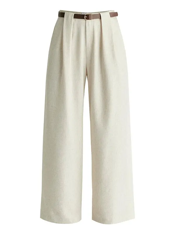 PAISIE Belted Wide Leg Trousers - Black