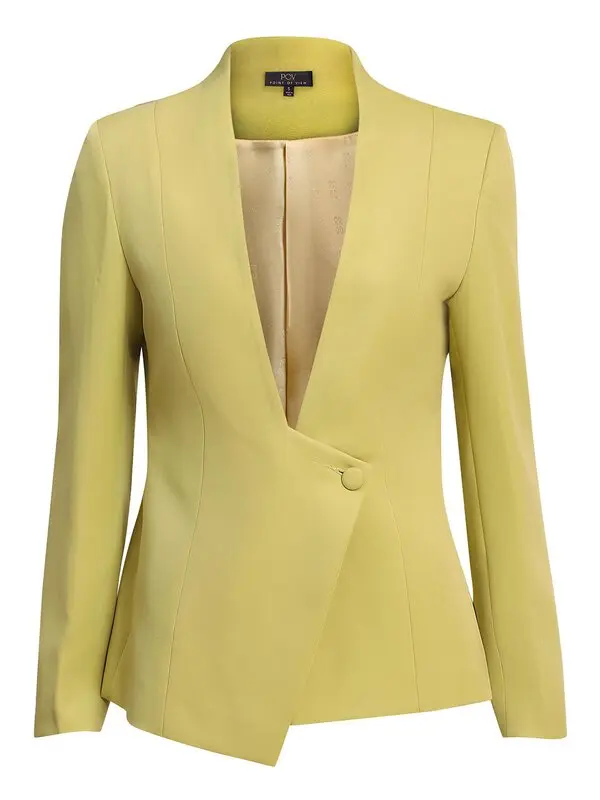 POINT OF VIEW LABEL Asymmetrical Lapel Jacket - Green