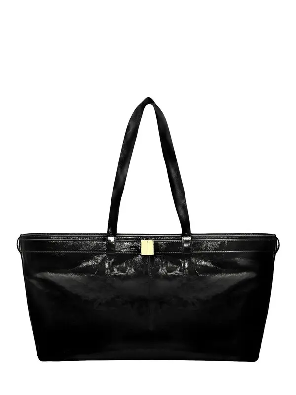 APATCHY LONDON Esme Crinkle Patent Bag - Black