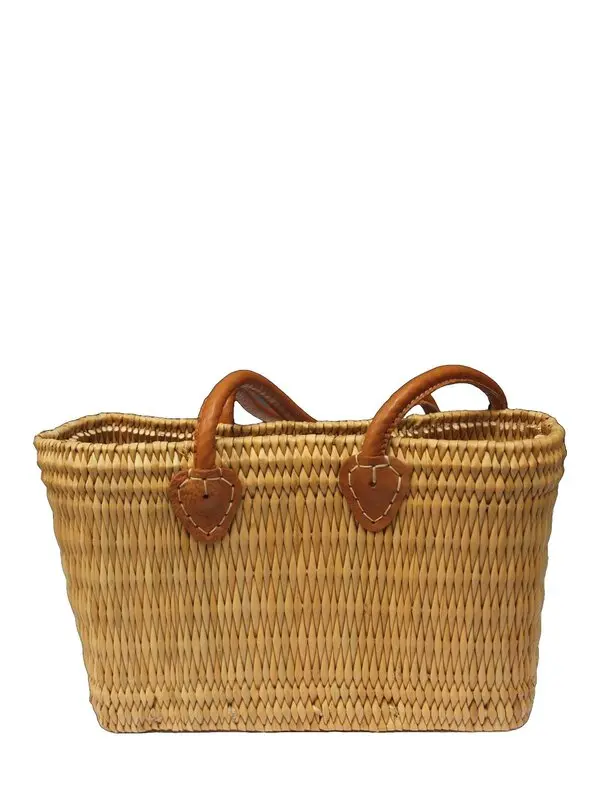 BERBER LEATHER Small Basket Tote Bag - Black