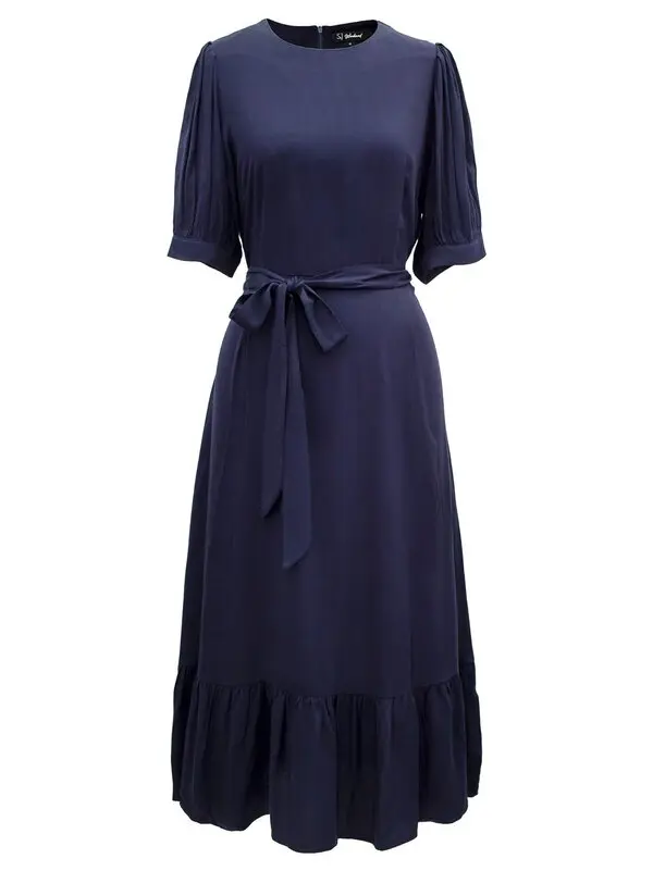 SMART AND JOY Viscose Blouse-dress With Ruffle Hem - Blue