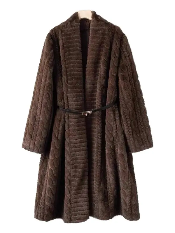 WJY STUDIO LONDON Belted Faux Fur Coat - Brown