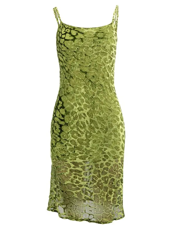 MAUI X LOLITA Aliana Silk Leopard Slip Dress - Green
