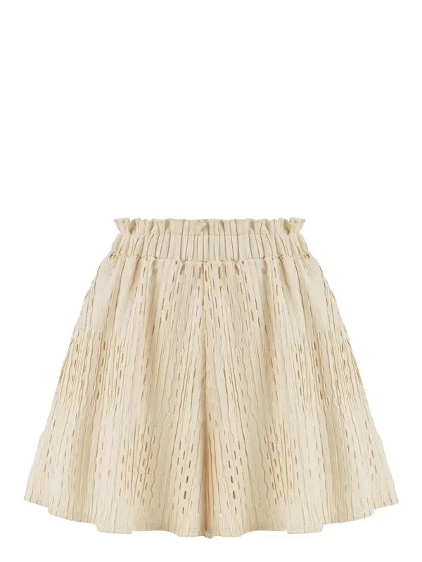 LILAMIE Tulum Loose Fit Elastic Waist Shorts - Beige