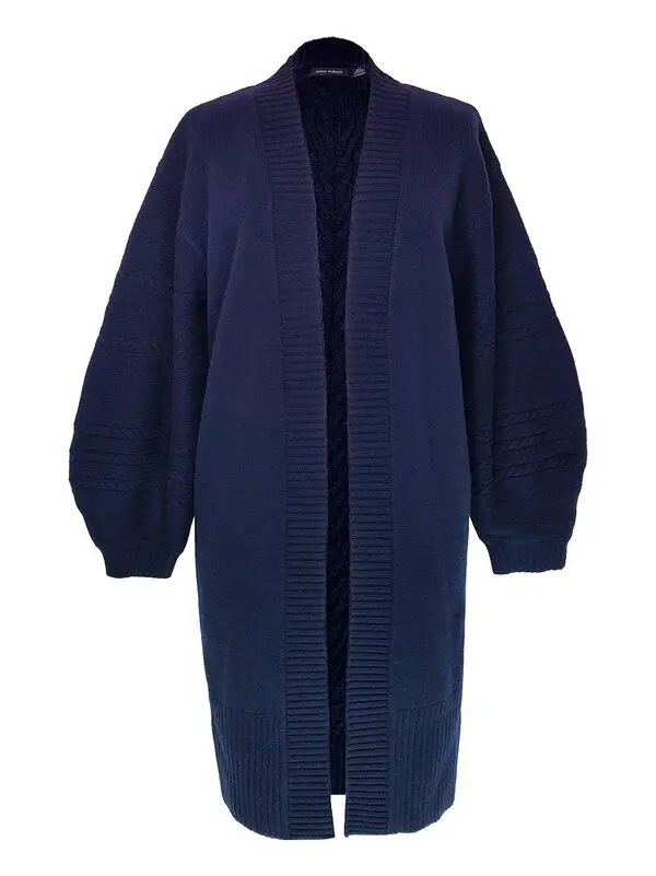 EMMA WALLACE Althea Fine Knit Merino Wool Cardigan - Blue
