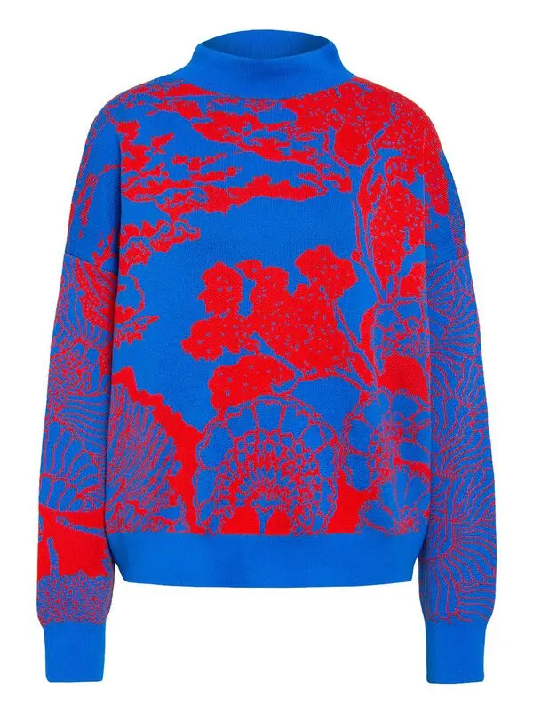 KÖPKEKÖPKE Jacquard Merino Wool Sweater - Blue/red