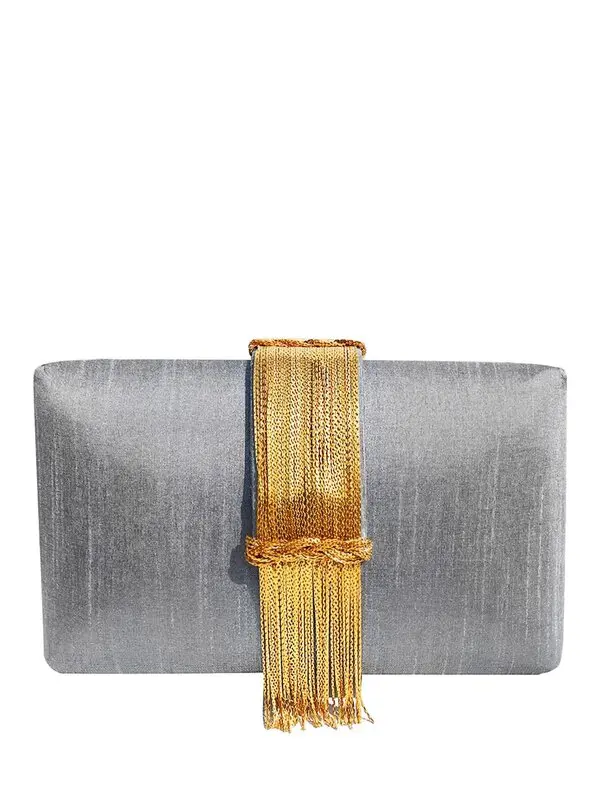 SIMITRI Fringe Clutch - Gold/grey