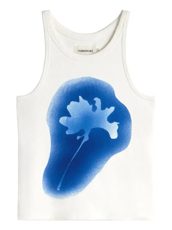 THINKING MU Printed Halter Top - White