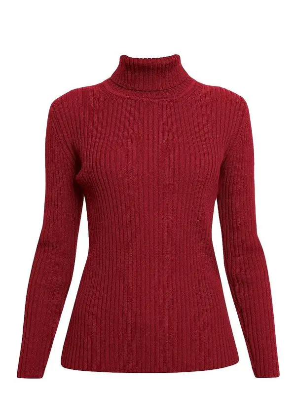 RUMOUR LONDON Mia Ribbed Turtleneck Sweater - Red