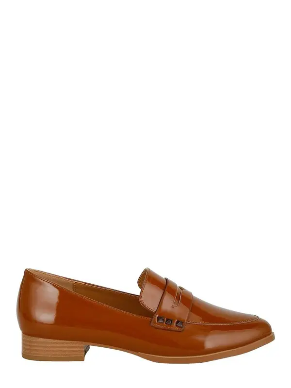 RAG & CO Patent Pleather Penny Loafers - Orange