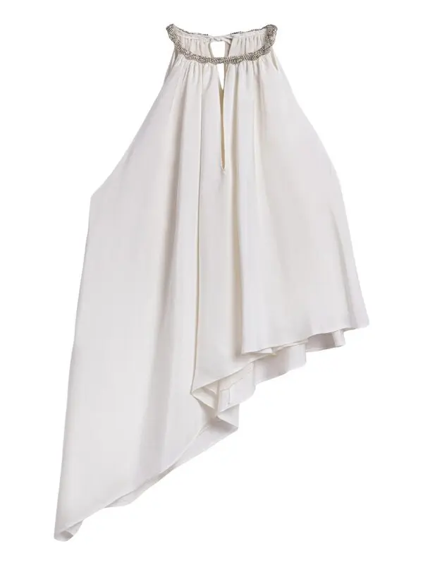 NOCTURNE Embellished Halter Blouse - White