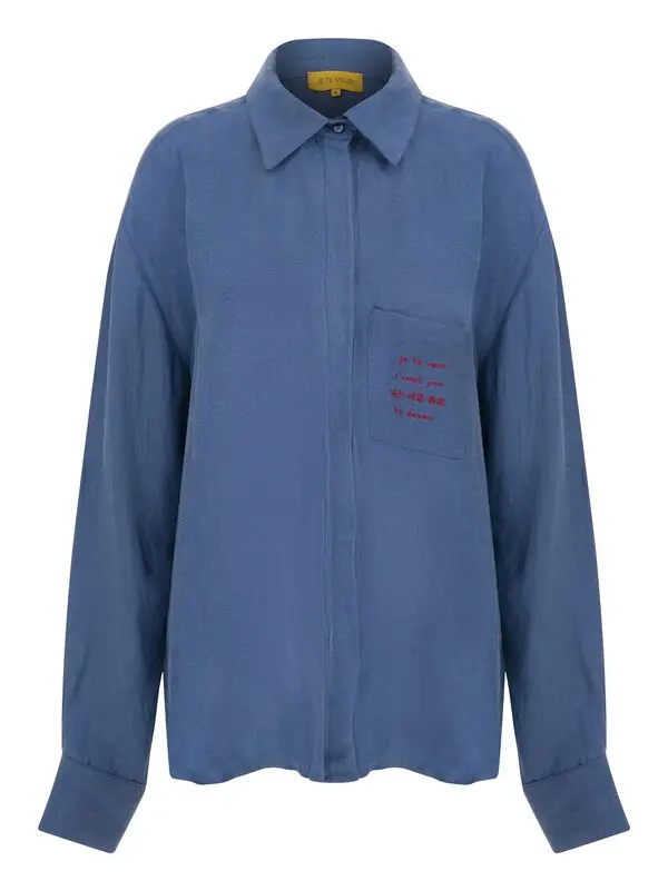 JE TE VEUX Linen Ocean Shirt - Blue