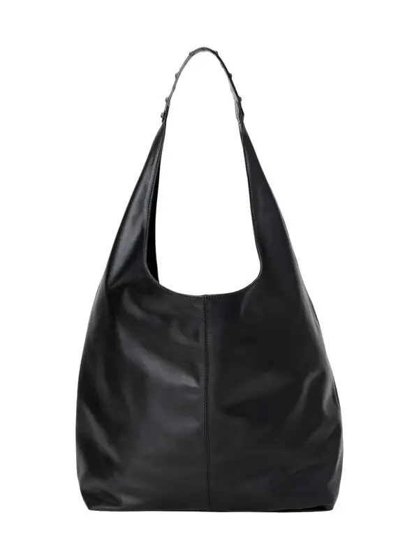 JUAN-JO Slouchy Leather Shoulder Bag - Black