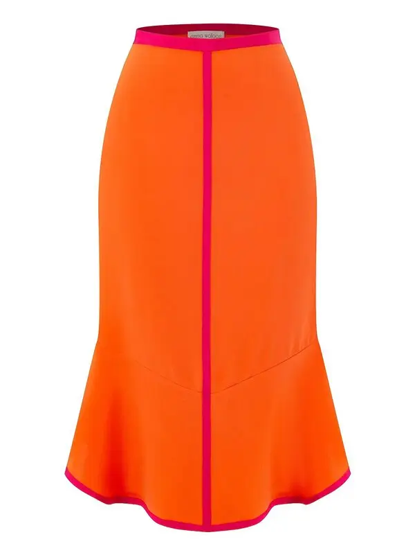 EMMA WALLACE Below-the-knee Silk Skirt - Orange