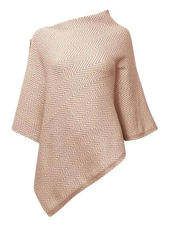 JAMES LAKELAND Chevron Button Poncho - Pink