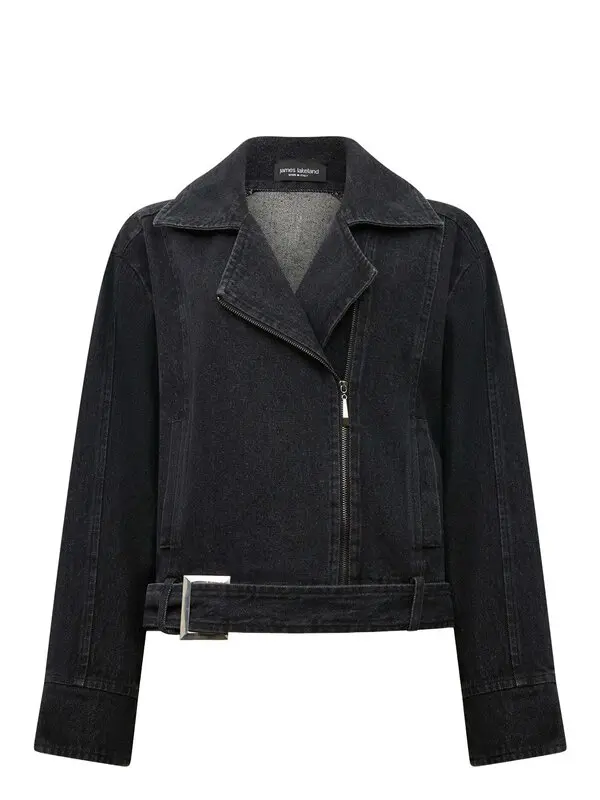 JAMES LAKELAND Denim Biker Jacket - Black