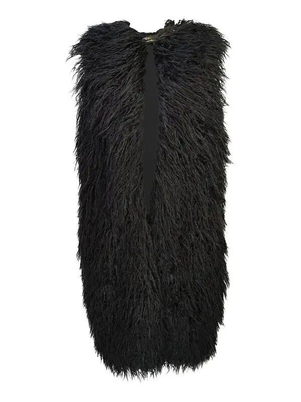 JENNAFER GRACE Genghis Faux Fur Vest - Black