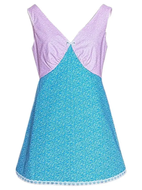 COUTURE TO YOUR DOOR Printed A-line Babydoll Dress - Blue/pink
