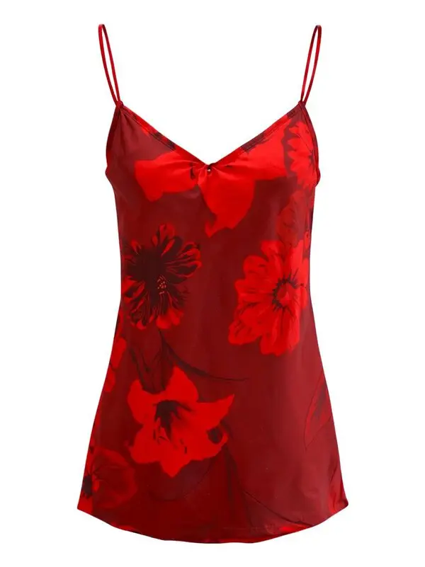 JANARA JONES Floral Satin Camisole - Red