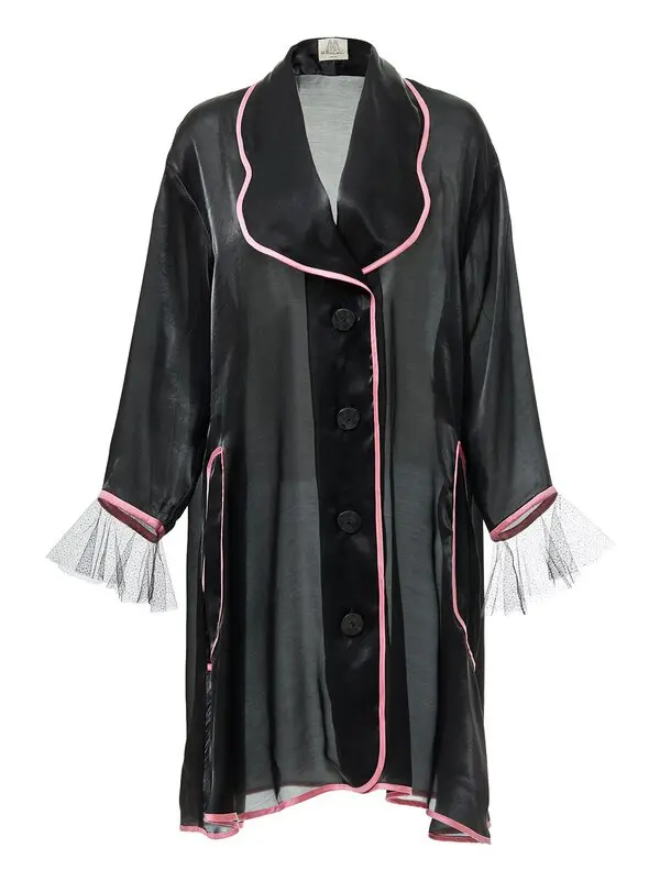 BY MOUMI Two Times Midi Jacket In Liquid Organdie - Black