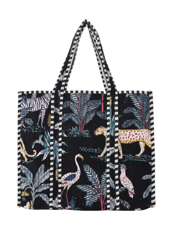 CYC Printed Quilted Cotton Tote - Black