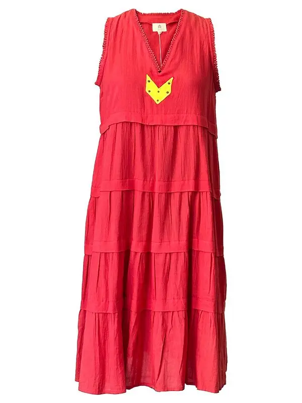 SR BY SONALI RAMAN Isla Persimmon Tiered Dress - Red