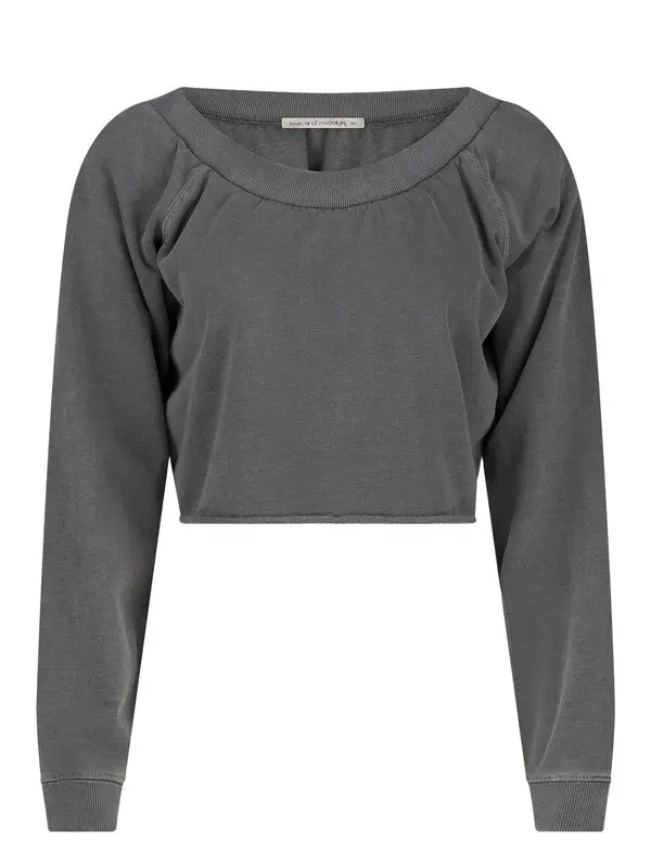 LOVE AND NOSTALGIA Cropped Pigment Sweatshirt - Black
