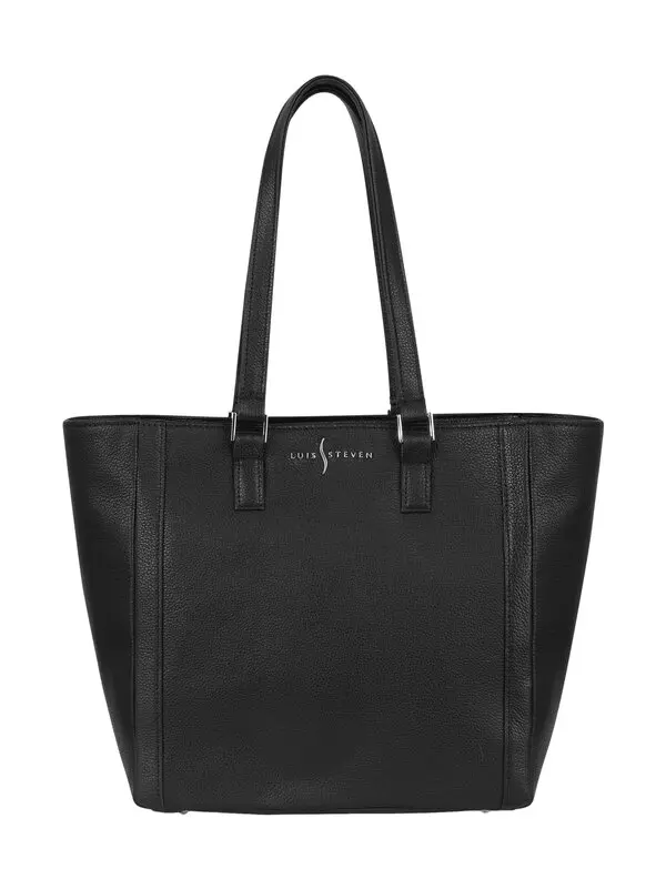 LUIS STEVEN Classic Pebble Leather Tote - Black
