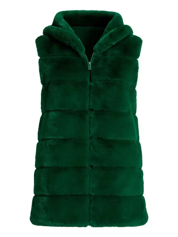 TANTRA SPAIN SL Faux Fur Vest With Hood - Green