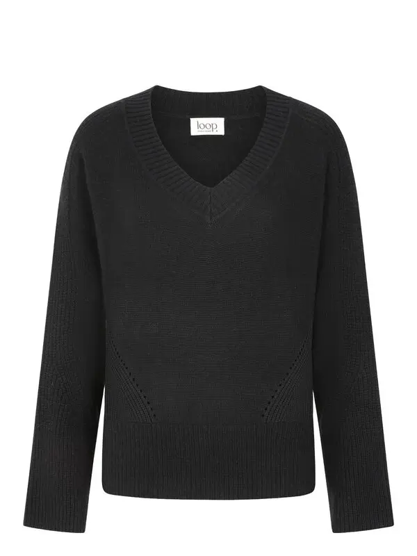 LOOP CASHMERE V-neck Lofty Cashmere Sweatshirt - Black
