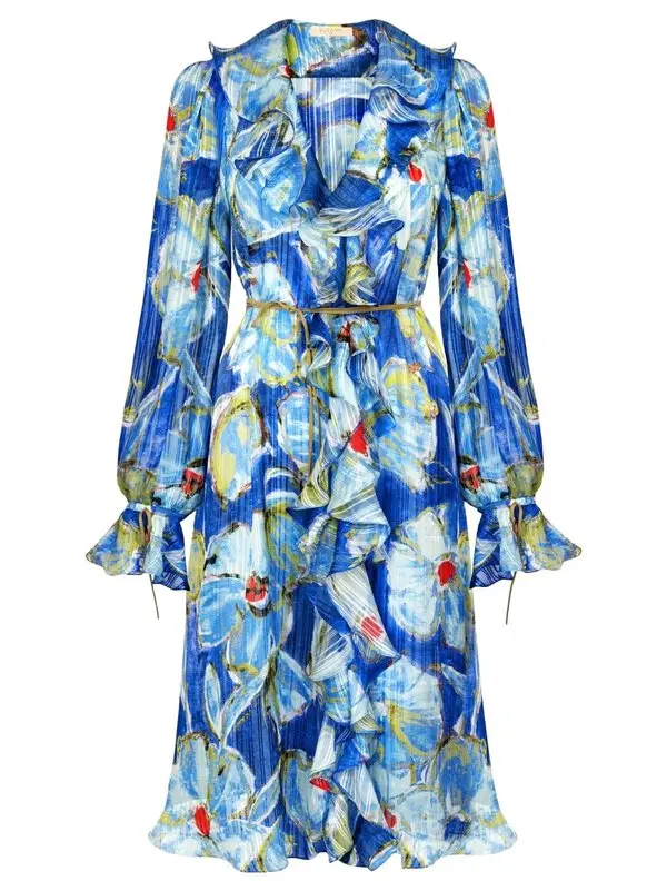 ELSAVA Of Silence Ruffle Dress - Blue