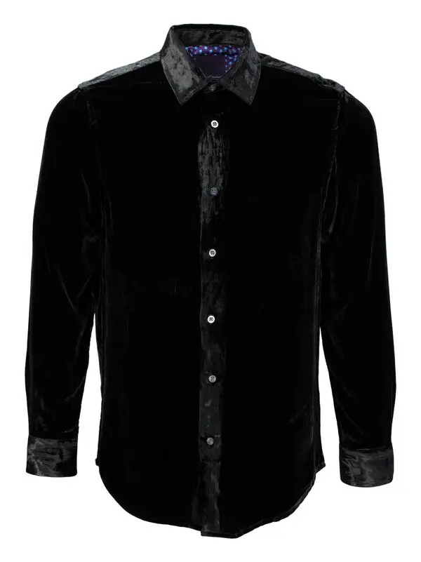 LORDS OF HARLECH Ned Velvet Shirt - Black