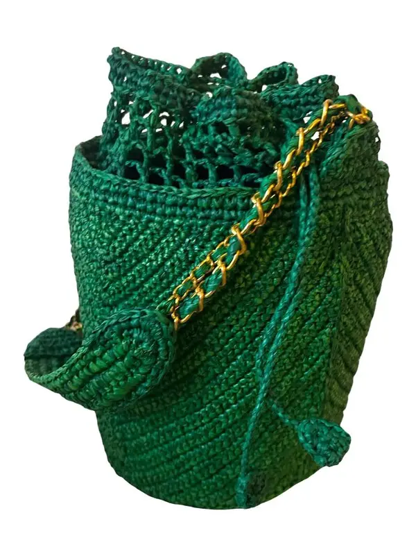 ZANATANY CONCEPTS Buckety Raffia Bucket Bag - Green