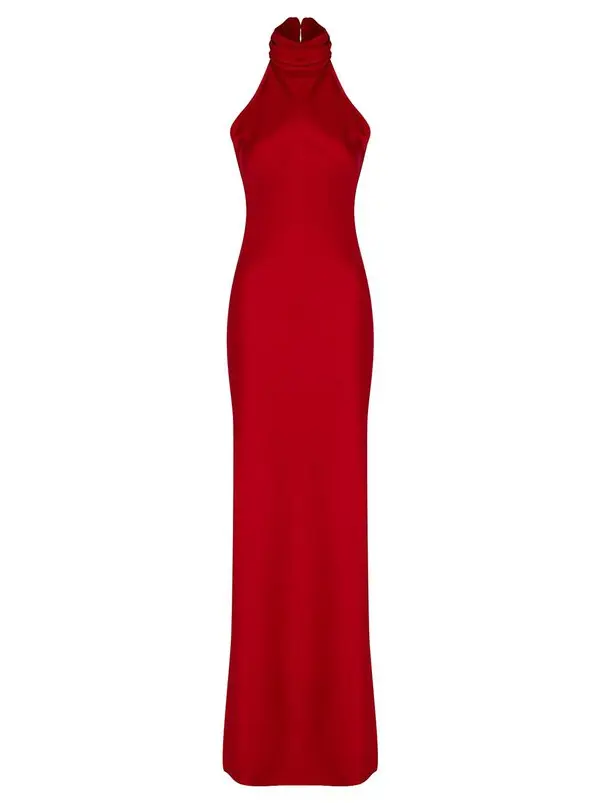 HERFETCH Maxi Halterneck Gown - Red