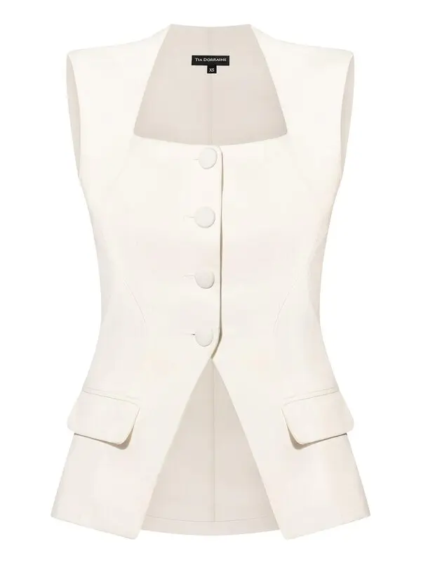 TIA DORRAINE Tailored Stretch Crêpe Vest - White