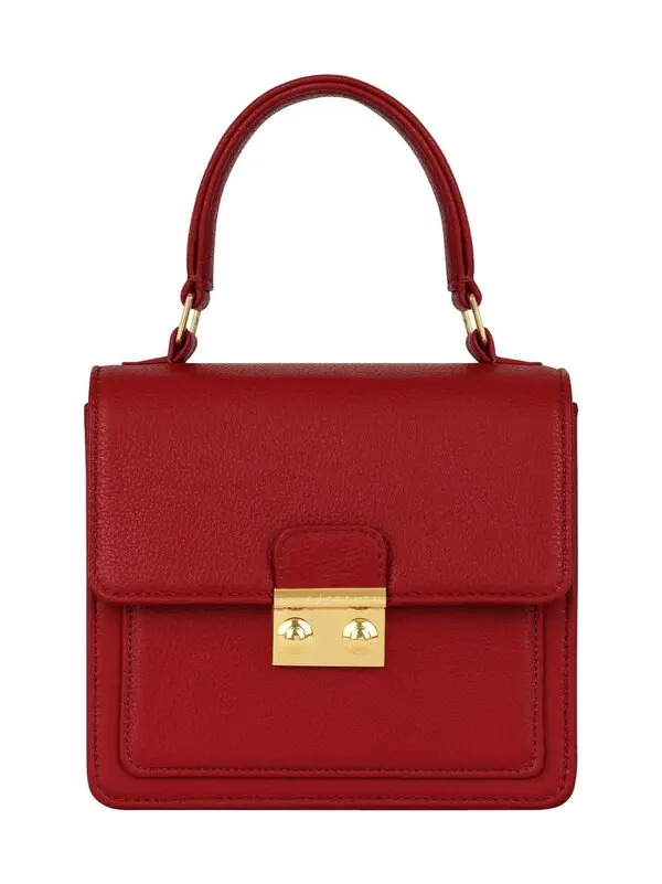 LUIS STEVEN Madie Pebble Leather Top Handle Bag - Red