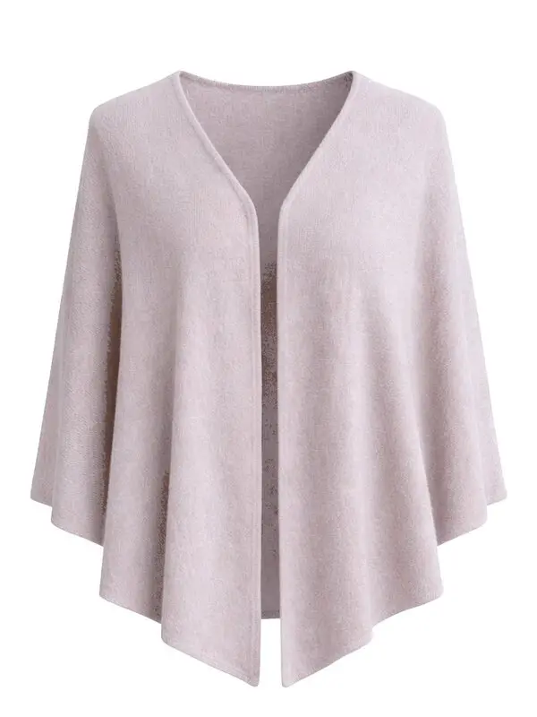FIORA MUSE Cashmere Open Front Poncho - Beige