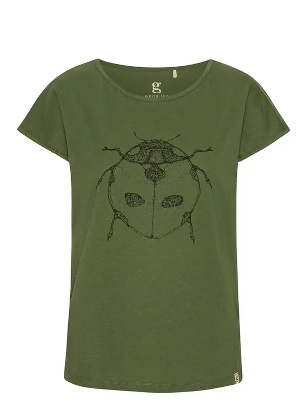 GROBUND Anna T-shirt With Ladybug Print - Green