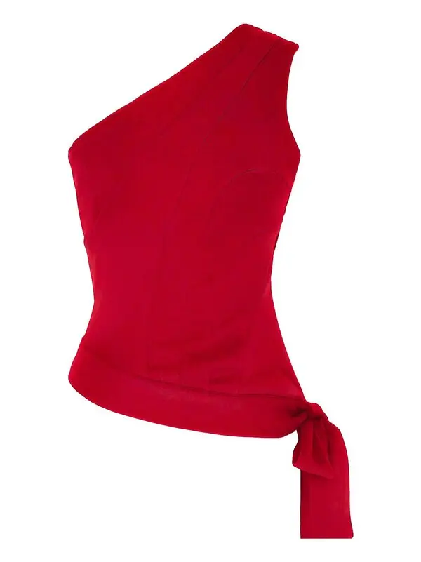 EMMA WALLACE Dione One Shoulder Top - Red