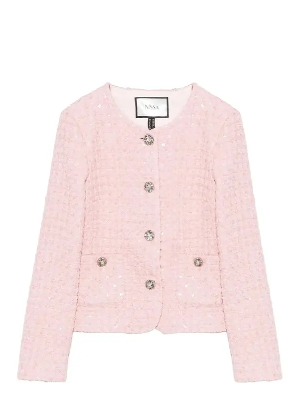 NISSA Bouclé Suit Jacket - Pink
