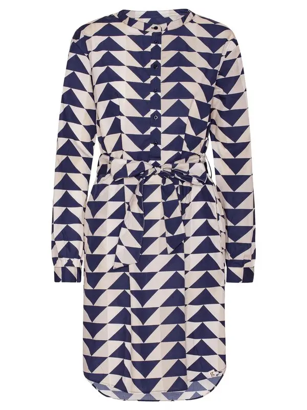 GROBUND Quilted Printed Shirt Dress - Blue