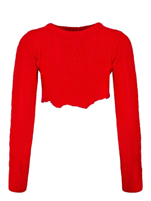 BOUTIQUE KAOTIQUE Knitted Crop Long Sleeve - Red