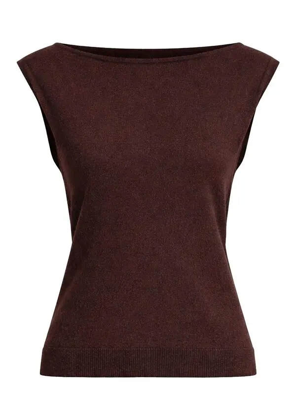 FIORA MUSE Cap Sleeve Cashmere Vest Top - Brown