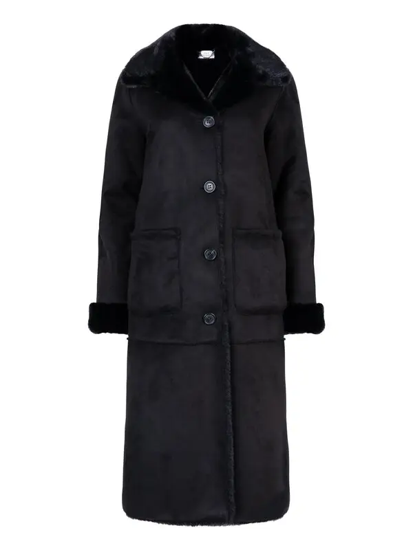 ISSY LONDON Nicole Maxi Coat Vegan Faux Shearling - Black