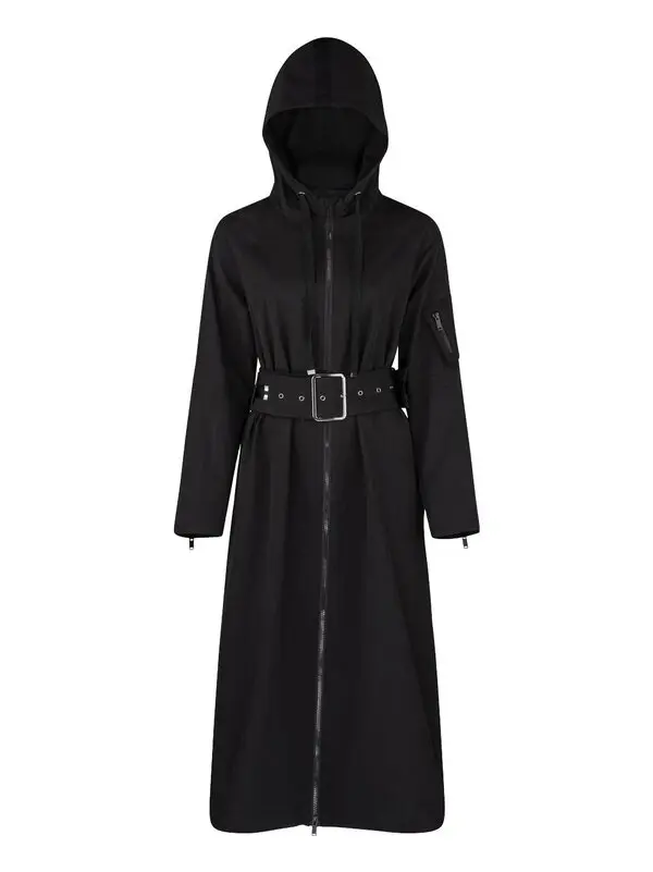 DREF Helene Hooded Trench Coat - Black