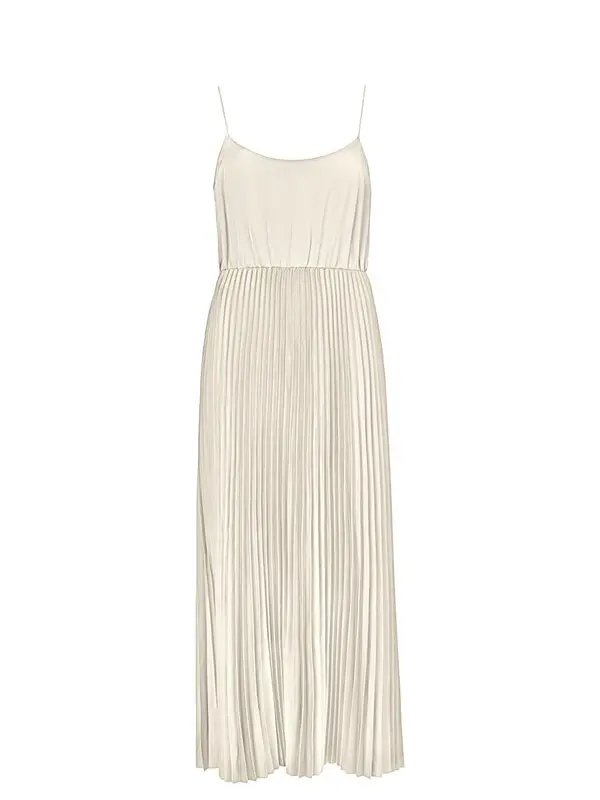 ROCH PEREL Satin Pleated Slip Dress - White