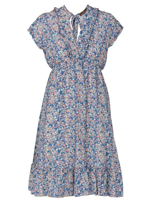 TANTRA SPAIN SL Floral Print Short Dress With Open Back - Blue