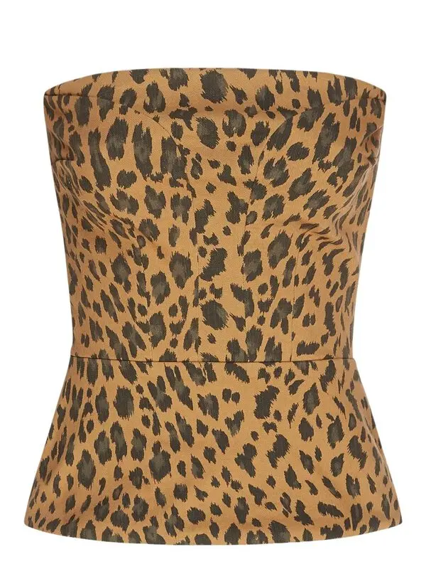 LAHIVE Neutrals Cheetah Carrie B. Strapless Reversible Top - Brown